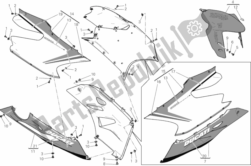 Pièces de rechange carénage pour Ducati Superbike (1199 Panigale S ...