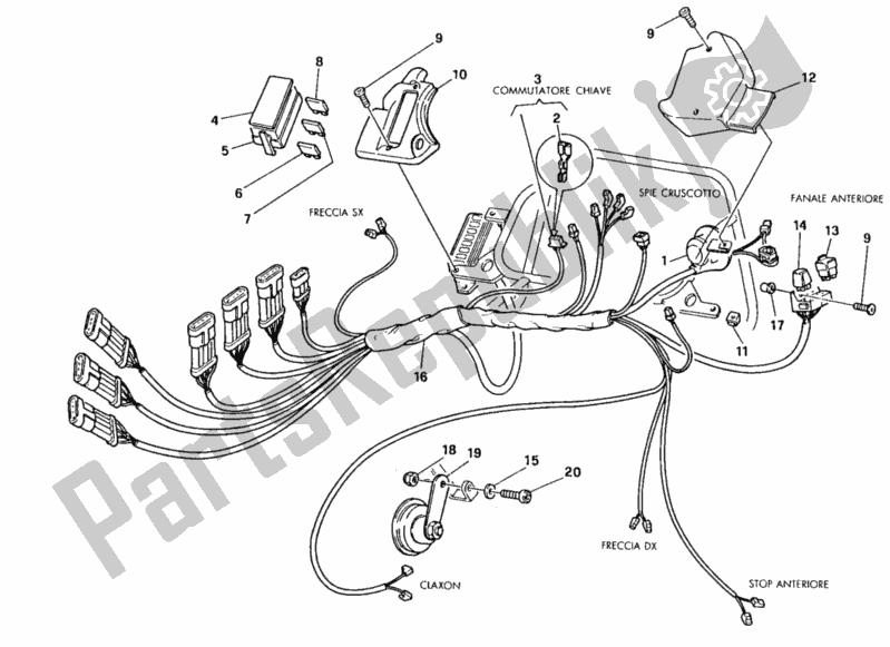 Dashboard wiring spare parts for Ducati Superbike (851) from 1992 ...