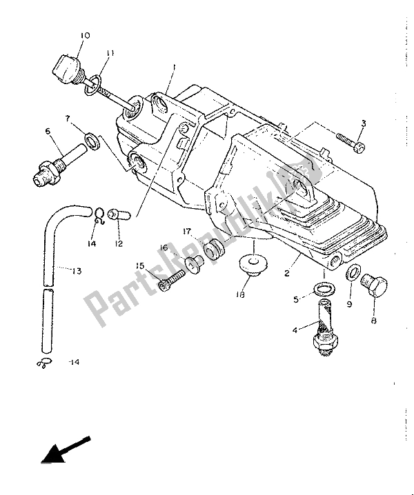 Oil tank spare parts for Yamaha SRX 600 from 1986 | PartsRepublik
