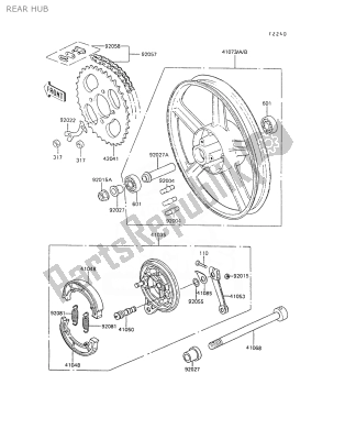Rear hub spare parts for Kawasaki AR 80 from 1990 | PartsRepublik